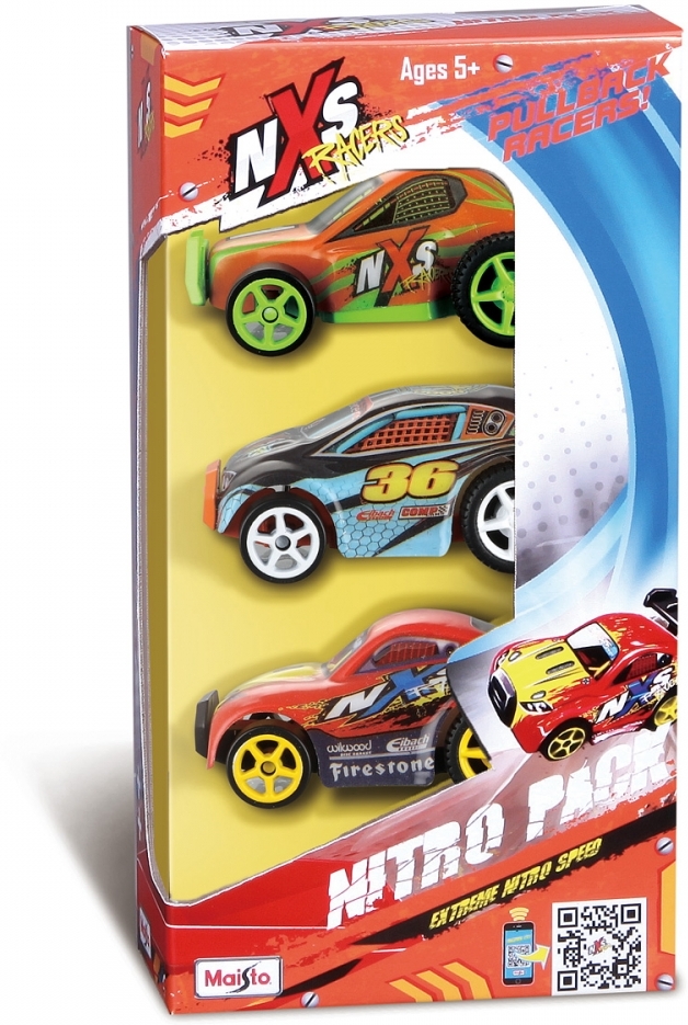 Maisto NXS RACERS, High Speed Pull Back, Renn Autos Nitro Pack 3 Stück ...